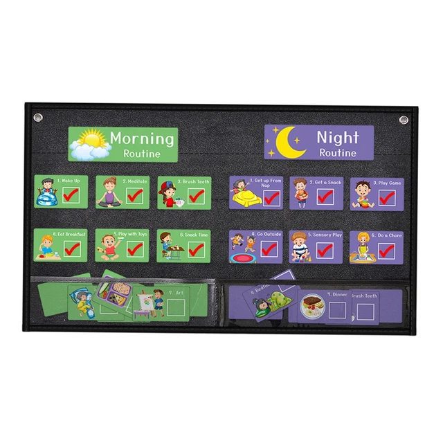 KIDS VISUAL SCHEDULE Calendar Chart Daily Routine Card for Children ...