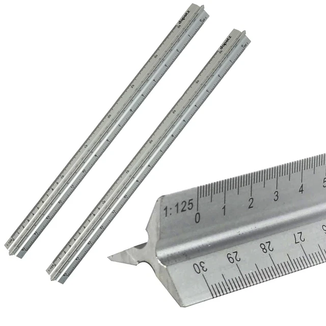 12& 300MM TRIANGULAR Aluminum Tri-Scale Ruler Architect Engineer Rule ...