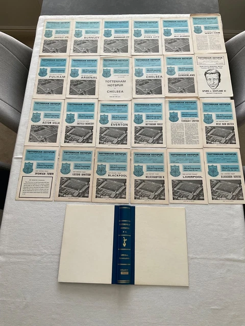 TOTTENHAM HOTSPUR F C Season 1964-65 Official Programmes X 24 & Binder ...