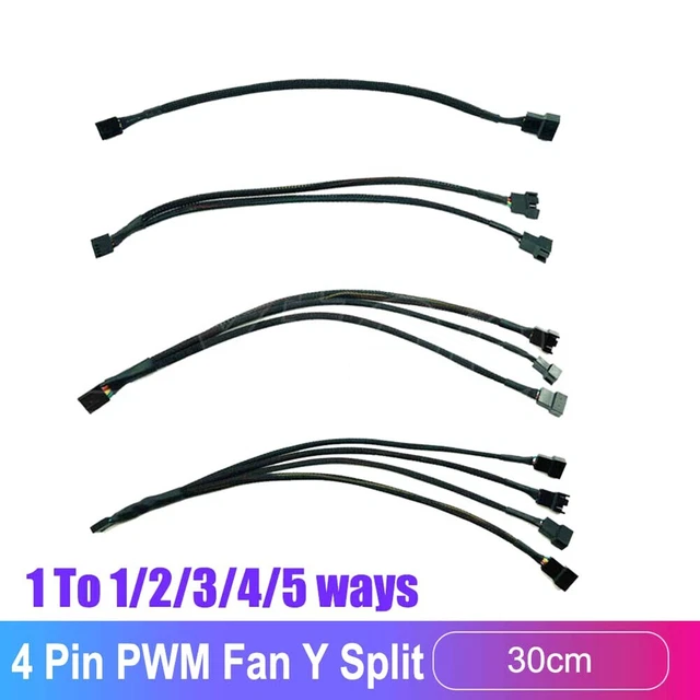 NEW 4 PIN PWM Fan Cable Motherboard 1 To 2/3/4/5 Ways Splitter 27cm ...
