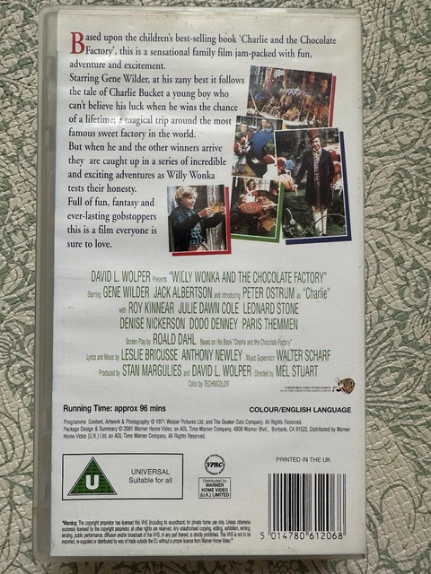 WILLY WONKA AND the Chocolate Factory 1997 VHS/SH £5.45 - PicClick UK