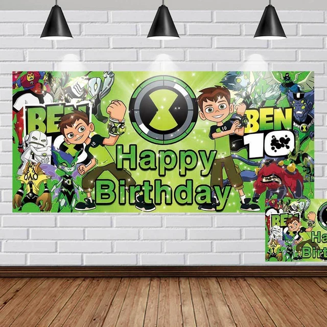 BEN 10 PARTY Supplies Happy Birthday Backdrop Banner Vinyl for Boys ...