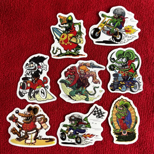🔥 8 RAT Fink Mouse Ed Big Daddy Roth Hot Rod Art Vinyl Decal Sticker ...