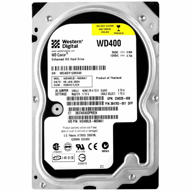 WD WD400LB DISCO Duro HDD Ide 3,5 ” 40GB Pata Eide Ultra Ata PC De ...