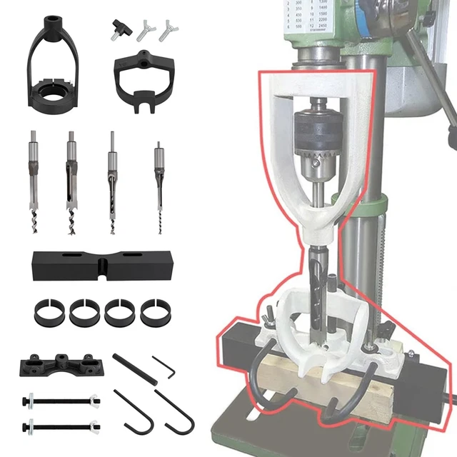 MORTISING KIT SQUARE Hole Drill Press Attachment Mortise Locator Tool ...