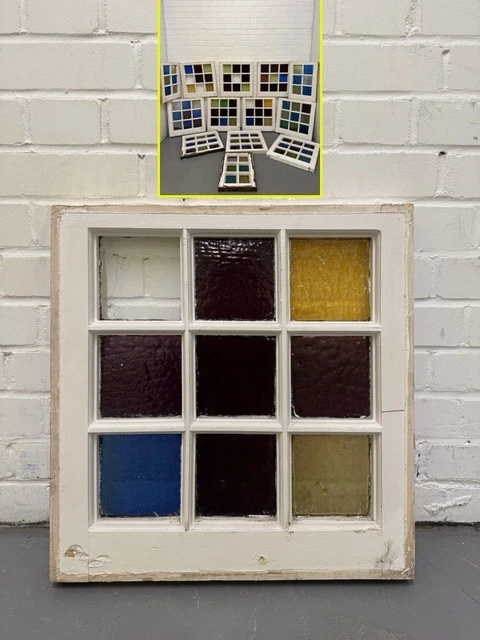 RECLAIMED GEORGIAN STAINED Glass Window Panel 523 x 540mm £99.99 ...