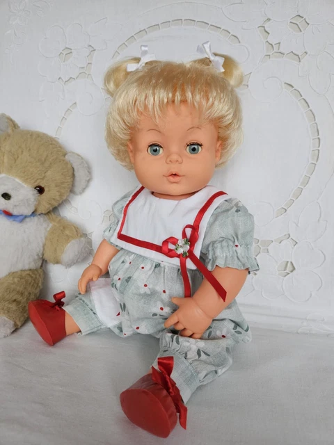 PALITOY TINY TEARS Doll 1970s~ Rare Grey Eye Colour ~16" Vintage Vinyl ...