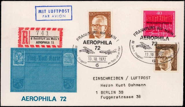 FRANKFURT AM MAIN, Reco. letter with special Reco note "AEROPHILA 72" £ ...