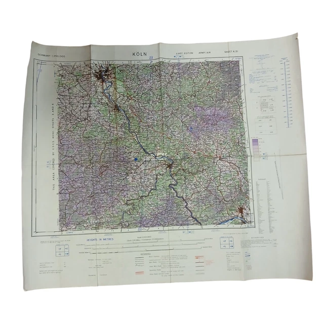 WW2 BRITISH ARMY/AIR Map Of Cologne/Köln - Dated 1942 $71.99 - PicClick CA