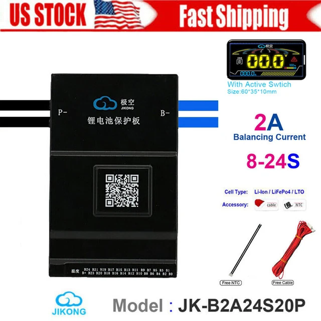 JK SMART BMS 8S-24S 200A Li-ion LiFePo4 BMS 2A Active Balancer BT/RS485&LCD US EUR 170,67 ...