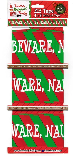 NAUGHTY ELF ELVES Behavin' Badly 3X3 Yards of ELF Beware Tape £3.49 ...