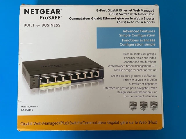 NETGEAR PROSAFE 8-PORT Gigabit Ethernet Web Managed Switch 4-Port PoE ...