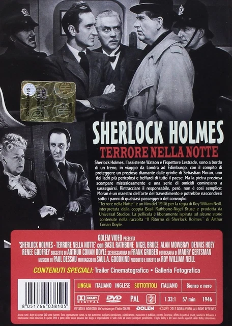 SHERLOCK HOLMES-TERRORE NELLA Notte (DVD) Rathbone Bruce Mowbray Hoey ...