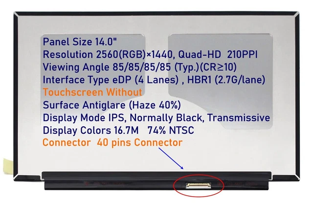 14 ZOLL UHD Display für Lenovo Thinkpad X1 Carbon 5. Gen-Skylake (Typ ...
