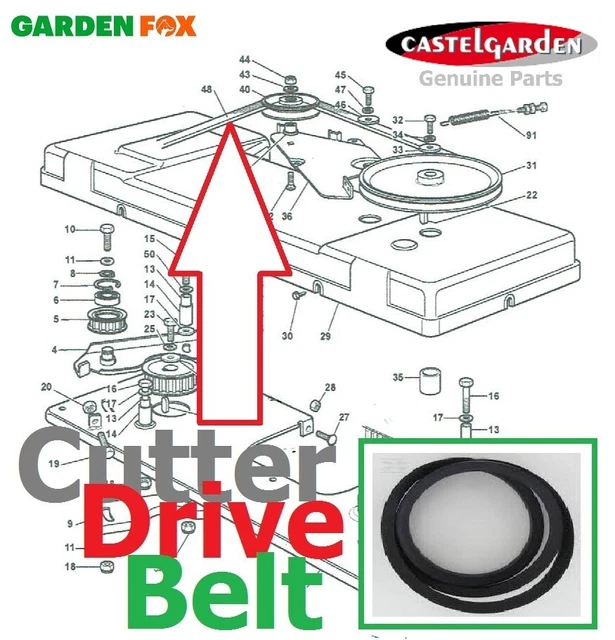 GENUINE CASTELGARDEN XT160 102cm Ride On Mower Deck DRIVE BELT ...