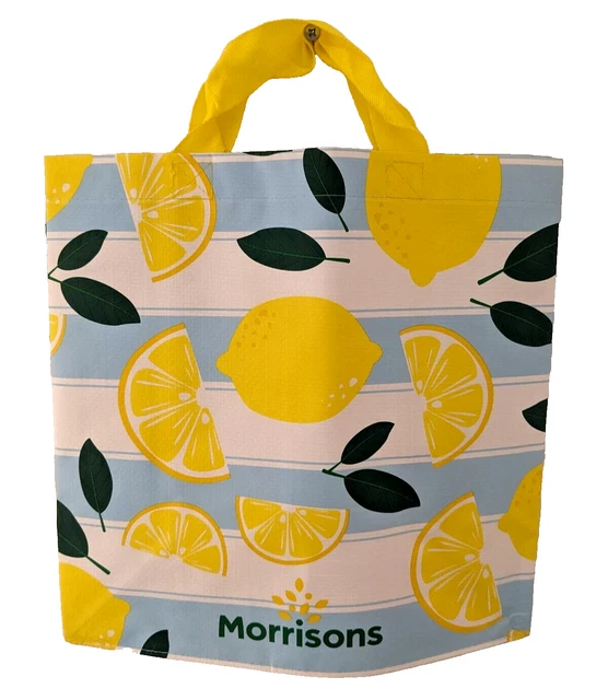 MORRISONS LEMON LARGE Bag handle Shopping bag Shopper Tote Grocery Bag ...