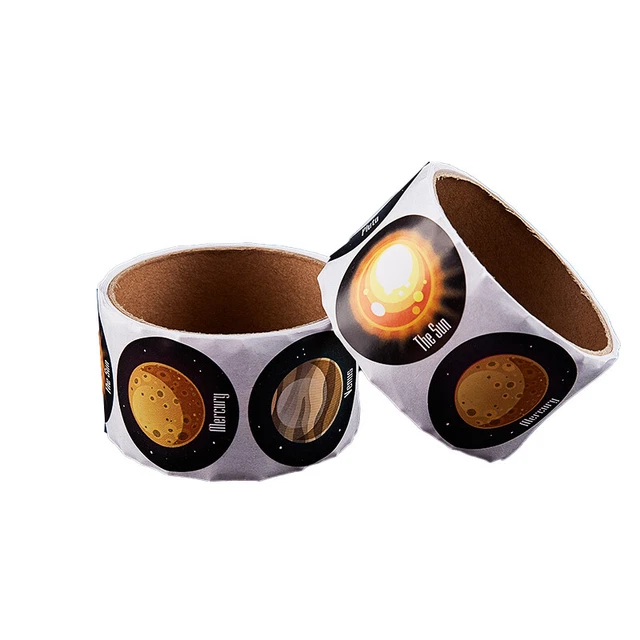 100 SHEETS/ROLL SOLAR System Planets Birthday Party Decoration Seal ...