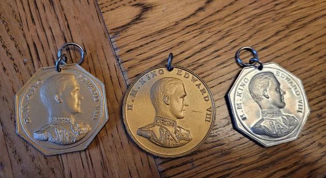 1937 LOT OF 3 H.m. King Edward Viii Coronation Medal 2 Gp&1 Silver ...
