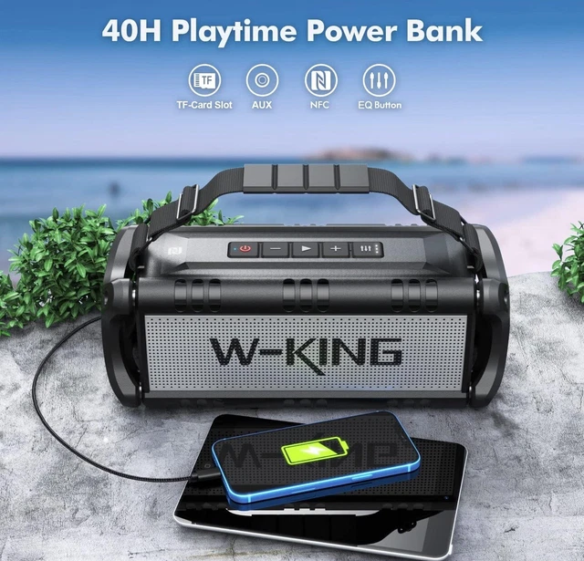 W-KING D8 50W (70W Peak) Bluetooth Speaker, Portable Waterproof 40h ...