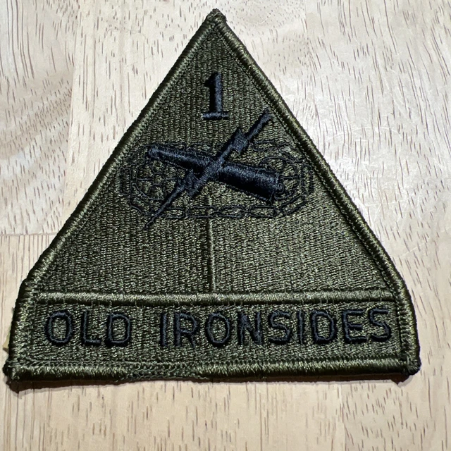 US ARMY 1ST Armored Division Old Ironsides Subdued OD Sew On Uniform ...