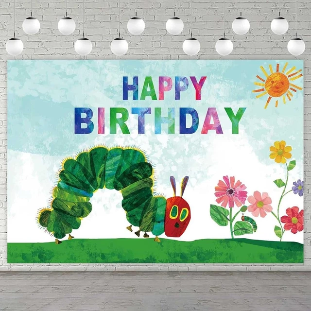 CARTOON VERY HUNGRY Little Green Caterpillar Happy Birthday Banner ...