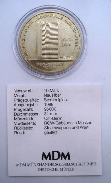 GEDENKMÜNZE 10 MARK der DDR 1989 25 Jahre RGW in Kapsel EUR 11,90 ...