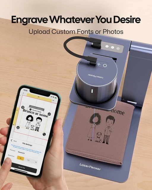 LP1 PRO LASER Engraver for Beginners, Mini Diode Wood Leather Felt ...