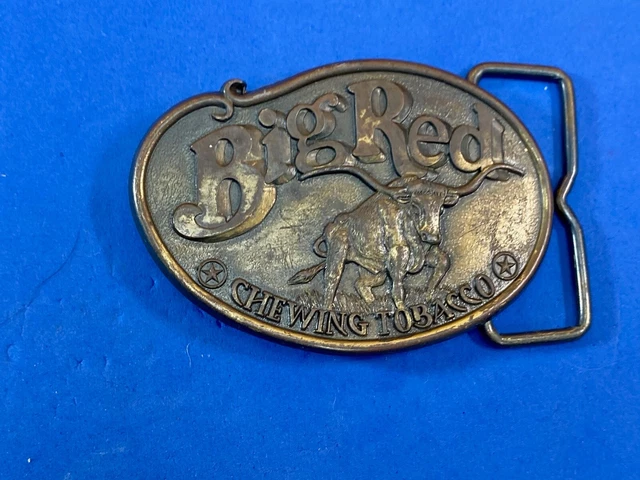 VINTAGE BIG RED BULL Chewing Tobacco Detailed Belt Buckle - Rodeo bull ...