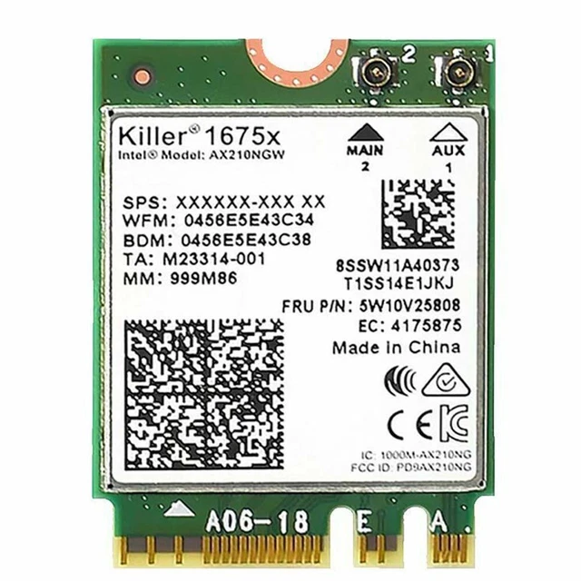 INTEL KILLER WI-FI 6E AX1675x 802.11ax 160MHz M.2 wifi Bluetooth 5.2 ...