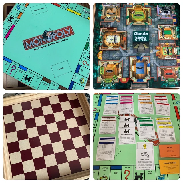WOODEN BOARD GAME Box Monopoly Chess Cluedo Deluxe Set incomplete £70. ...