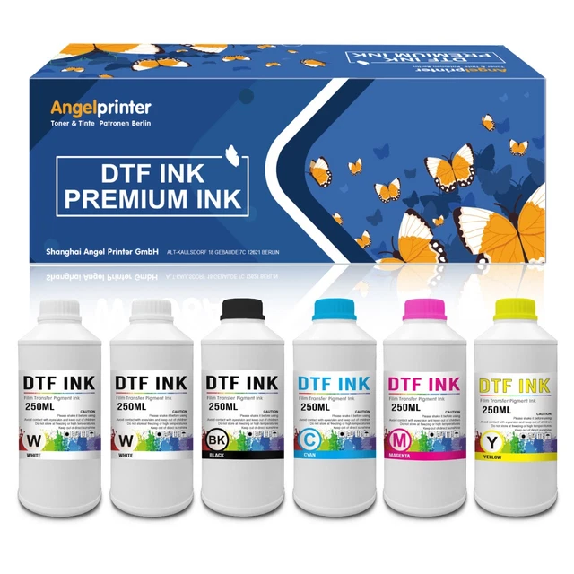 DTF TINTE TEXTILTINTE für den Transferdruck Direct to Film Textildruck (6x250ml) EUR 89,99 ...