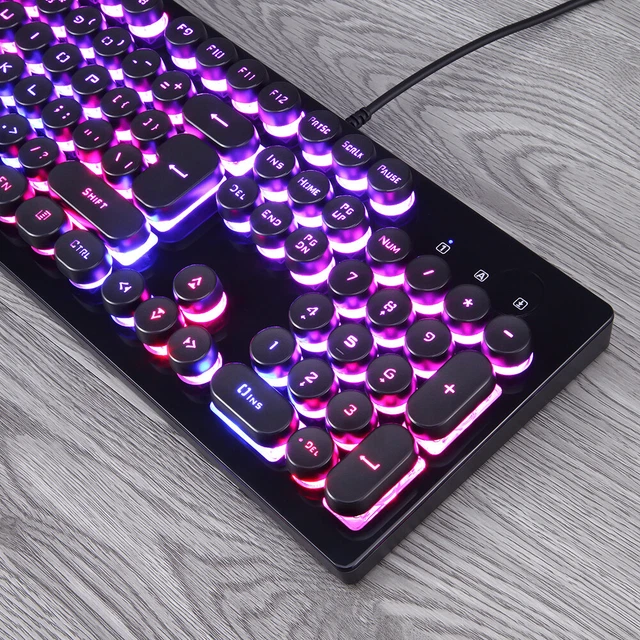 COMPUTER DESKTOP GAMING Keyboard Keypad Mechanical Feel Led RGB Light ...