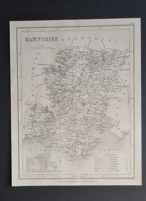 ANTIQUE (C. 1860) map of Hampshire from Dugdale's England & Wales £9.95 ...