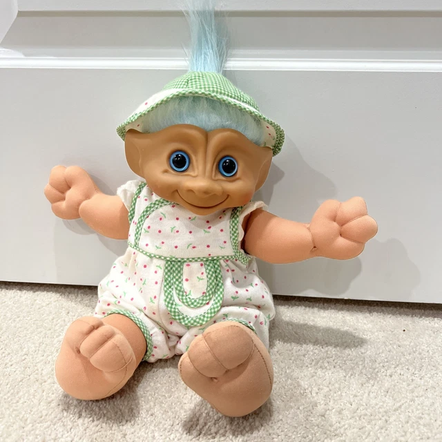 VINTAGE TREASURE TROLLS Ace Novelty Co Troll Doll Plush Blue Hair ...