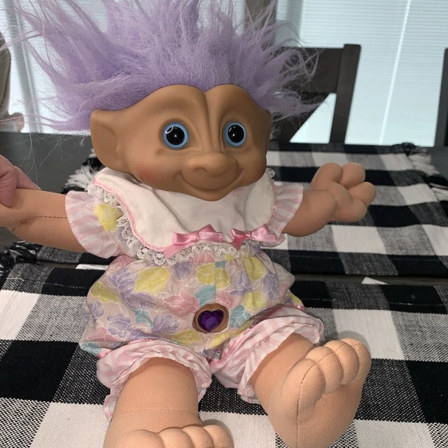VINTAGE ACE COMPANY Treasure Troll Doll With Purple Jewel In Belly and ...