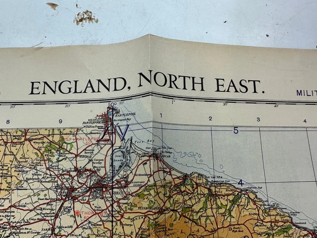 ORIGINAL WW2 BRITISH Army 1939 Map of England - RAF Bases - North East ...