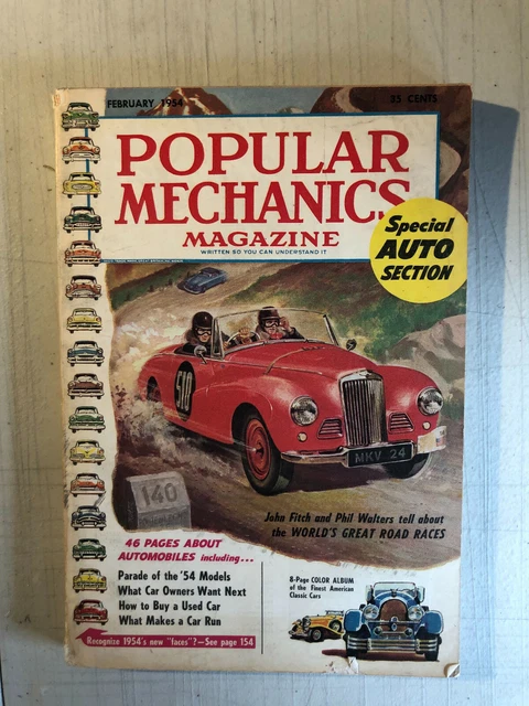 POPULAR MECHANICS MAGAZINE February 1954 Special Auto Section $4.99 ...