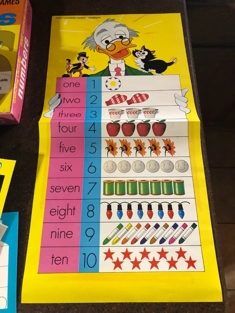 1969 WALT DISNEY Characters First Learning Games Numbers Some Unpunched ...