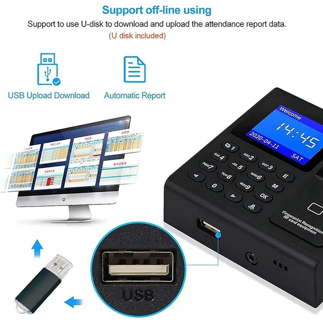 TIME ATTENDANCE MACHINE Fingerprint Password Time Clock for Employee ...