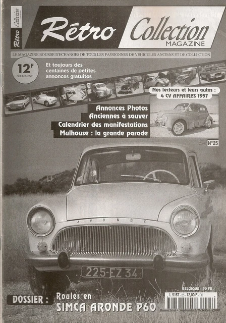 RETRO COLLECTION 25 Rouler En Simca Aronde P60 Renault 4Cv Affaires ...