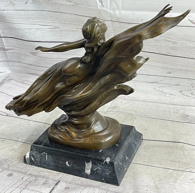 STATUA ARTE NINFA nuda art deco statuetta scultura bronzo fatta a mano ...