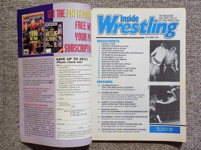INSIDE WRESTLING MAGAZINE October 1997 Pro Illustrated Wwf Wcw Ecw Wwe ...
