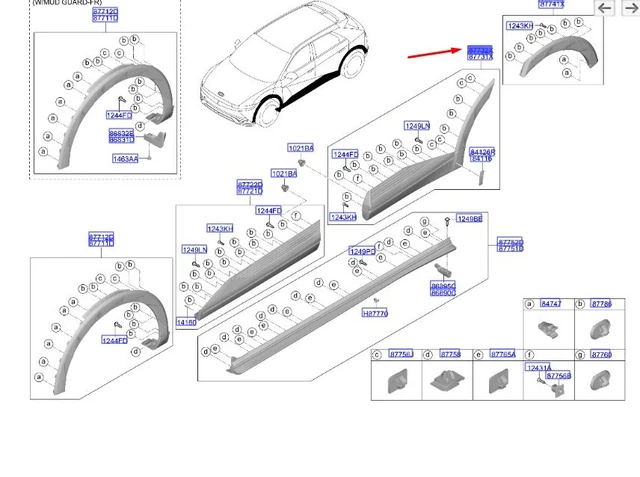HYUNDAI IONIQ 5 NE hinterher rechter Türformung 87732GI100 NEUE EREUTE ...