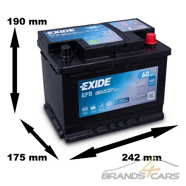 EXIDE CAR BATTERY 12V 60Ah STARTER BATTERY 640A EL600 EFB START STOP £ ...