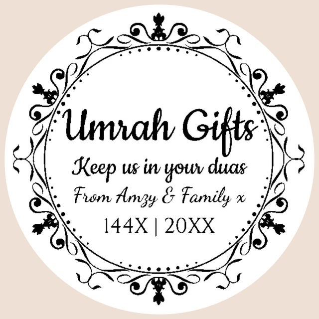 UMRAH GIFTS STICKERS Label Islamic Muslim Congratulations Umrah Mubarak ...