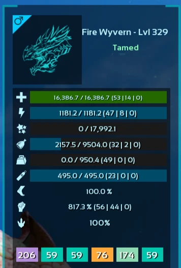 ARK SURVIVAL ASCENDED PvE statistiques supérieures Fire Wyvern 817 m imprimé PC/XBOX/PS5 ASA EUR ...