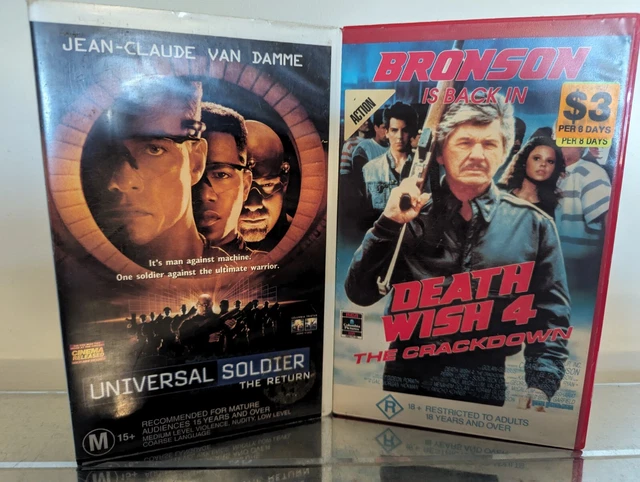 UNIVERSAL SOLDIER THE Return & Death Wish 4 VHS Ex Rental $5.00 ...