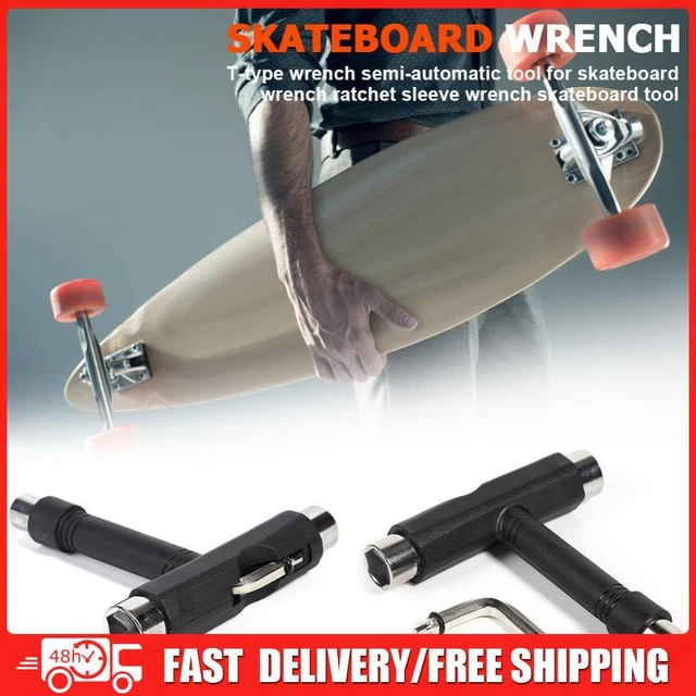 T-TYPE SKATEBOARD TOOL Ratchet Socket Wrench Kick Scooter Spanner Tool ...