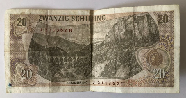 ÖSTERREICHISCHE 20 ZWANZIG Schilling Banknote Carl Ritter Chega 1802 ...
