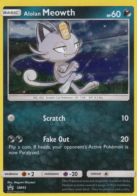 POKEMON TRADING CARD Special Holographic Promo Card Alolan Meowth $10. ...